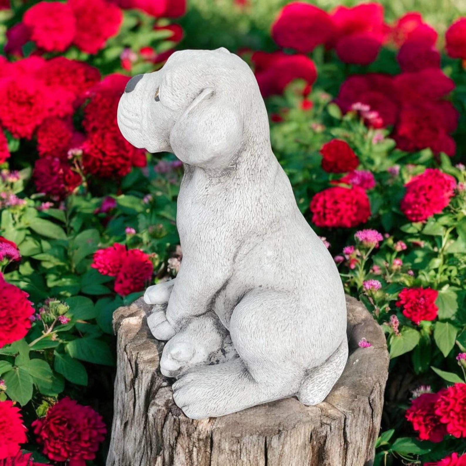 Concrete Labrador With Bone Statue, Garden Sitting Puppy Sculpture ...