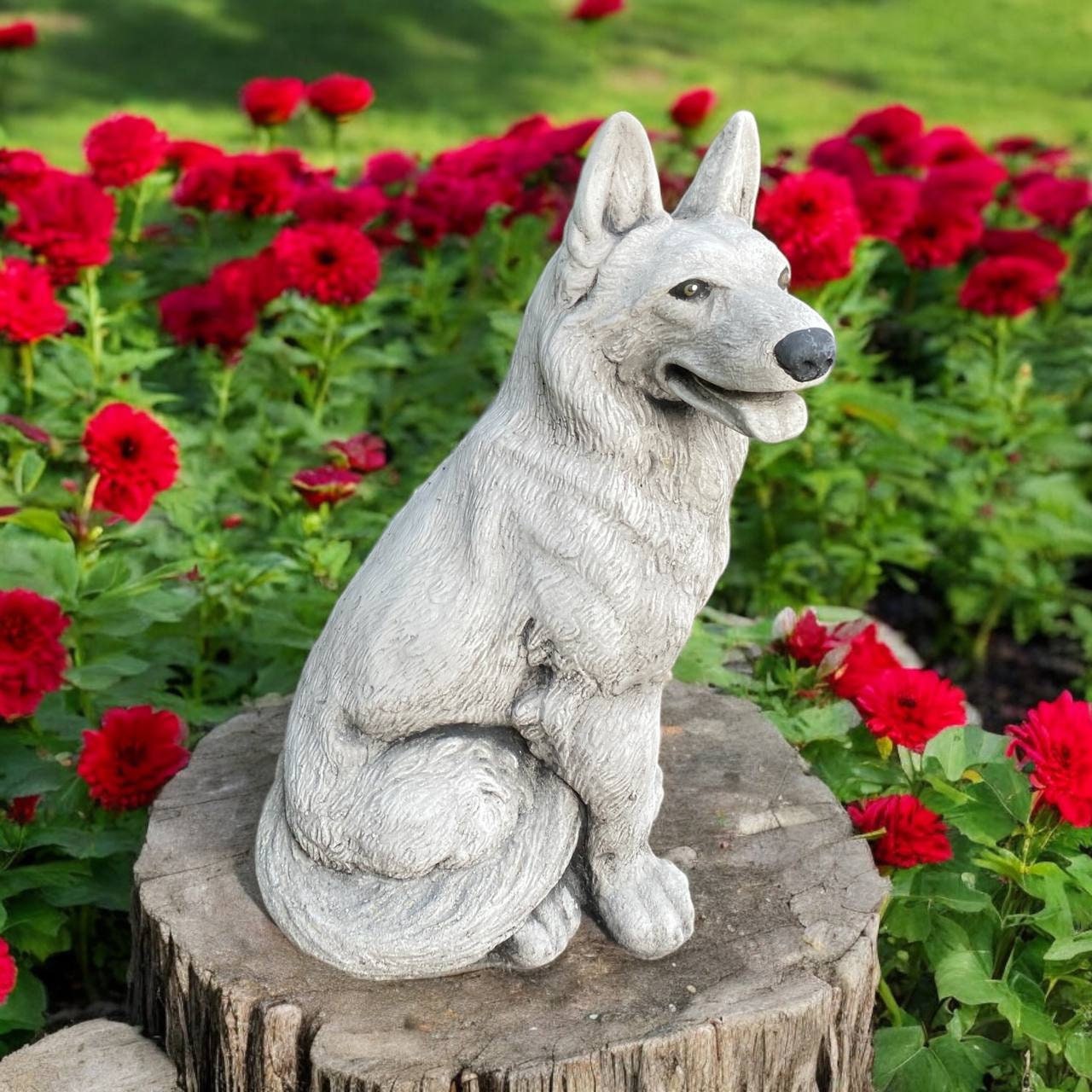 Massive German Shepherd Dog Statue, Concrete Sitting Puppy Sculpture ...