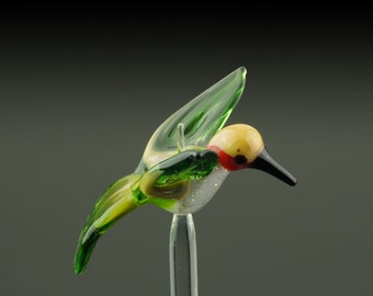 Hummingbird Bead-rc Art Glass-lampwork Beads-glass-ruby Throat Throated ...