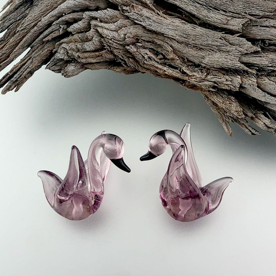 Lampwork Beads-bird Beads-swan-glass Beads-effetre Light Lavender Swan ...