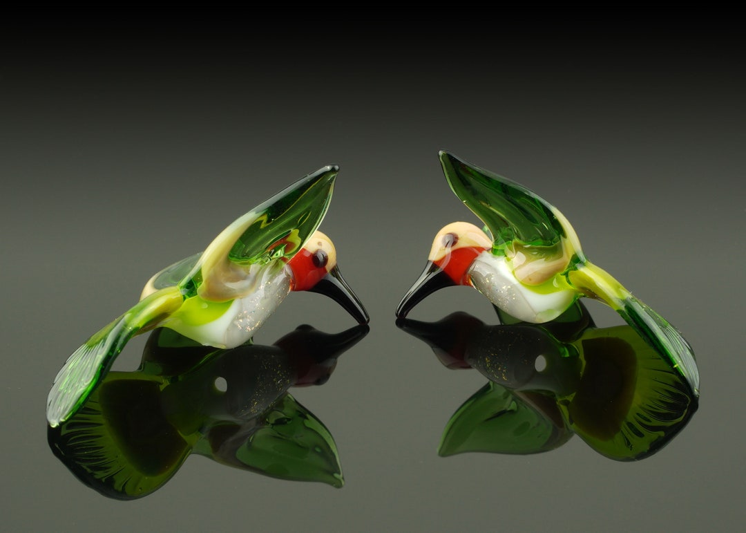 Hummingbird Bead-rc Art Glass-lampwork Beads-glass-ruby Throat Throated ...
