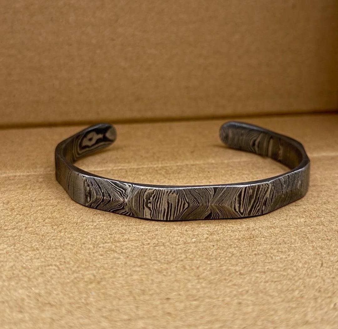 Hand Forged Damascus Steel Bracelet: Viking Modern Jewelry - Etsy