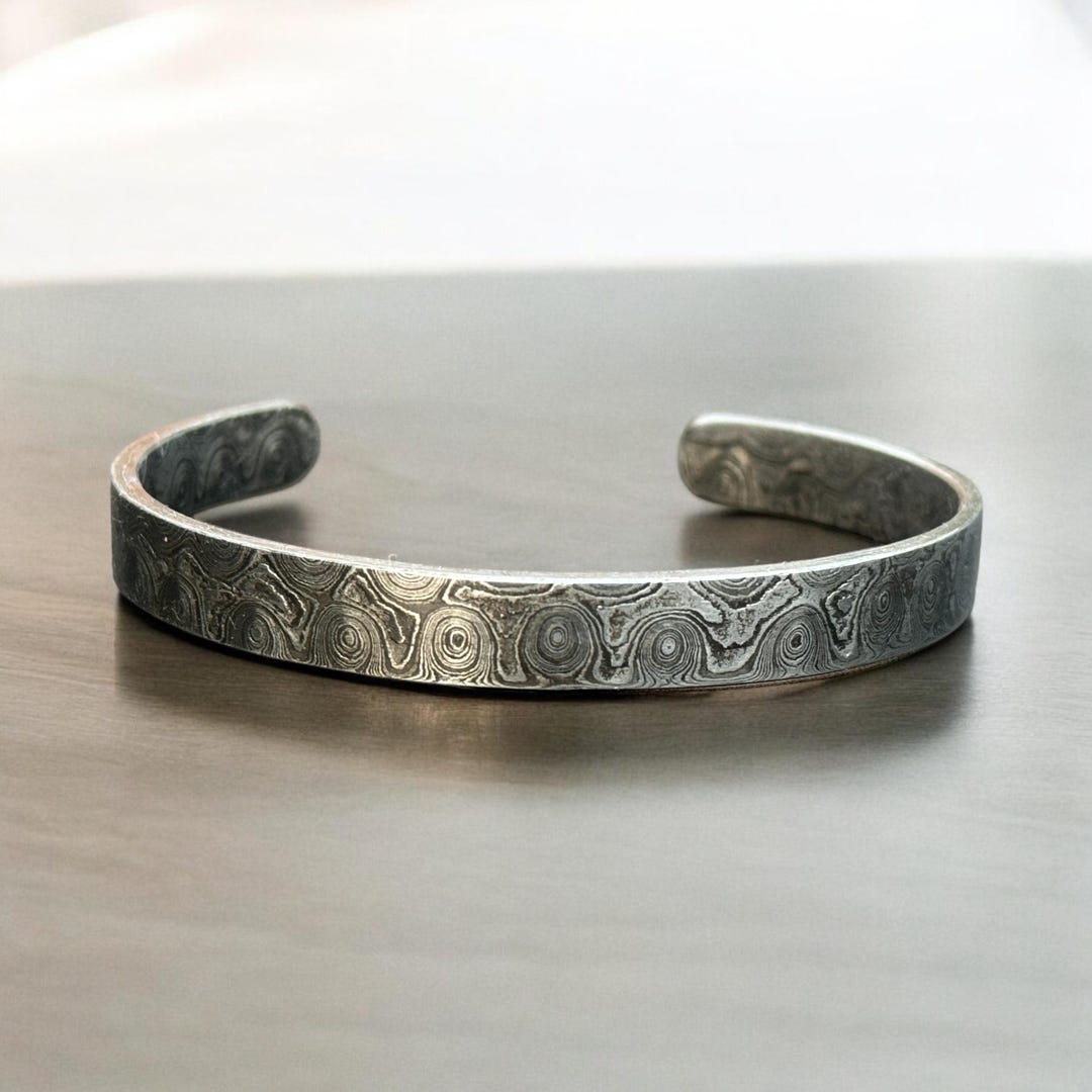 Hand Forged Damascus Steel Bracelet: Viking Style Jewelry - Etsy