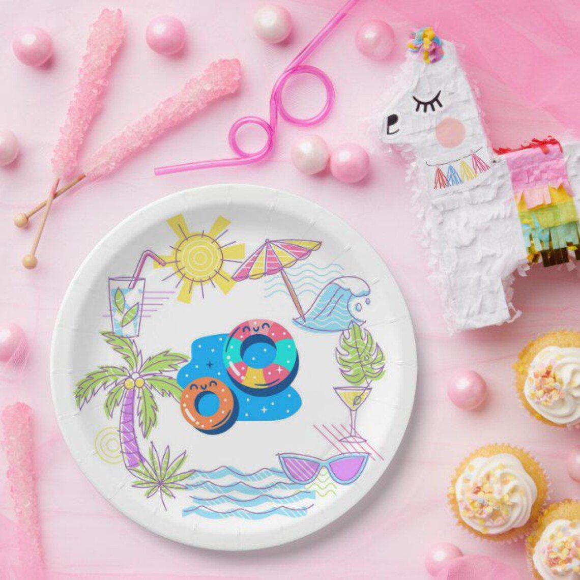 Summer Pool Party Paper Plates: Biodegradable, Custom Beach Theme - Etsy