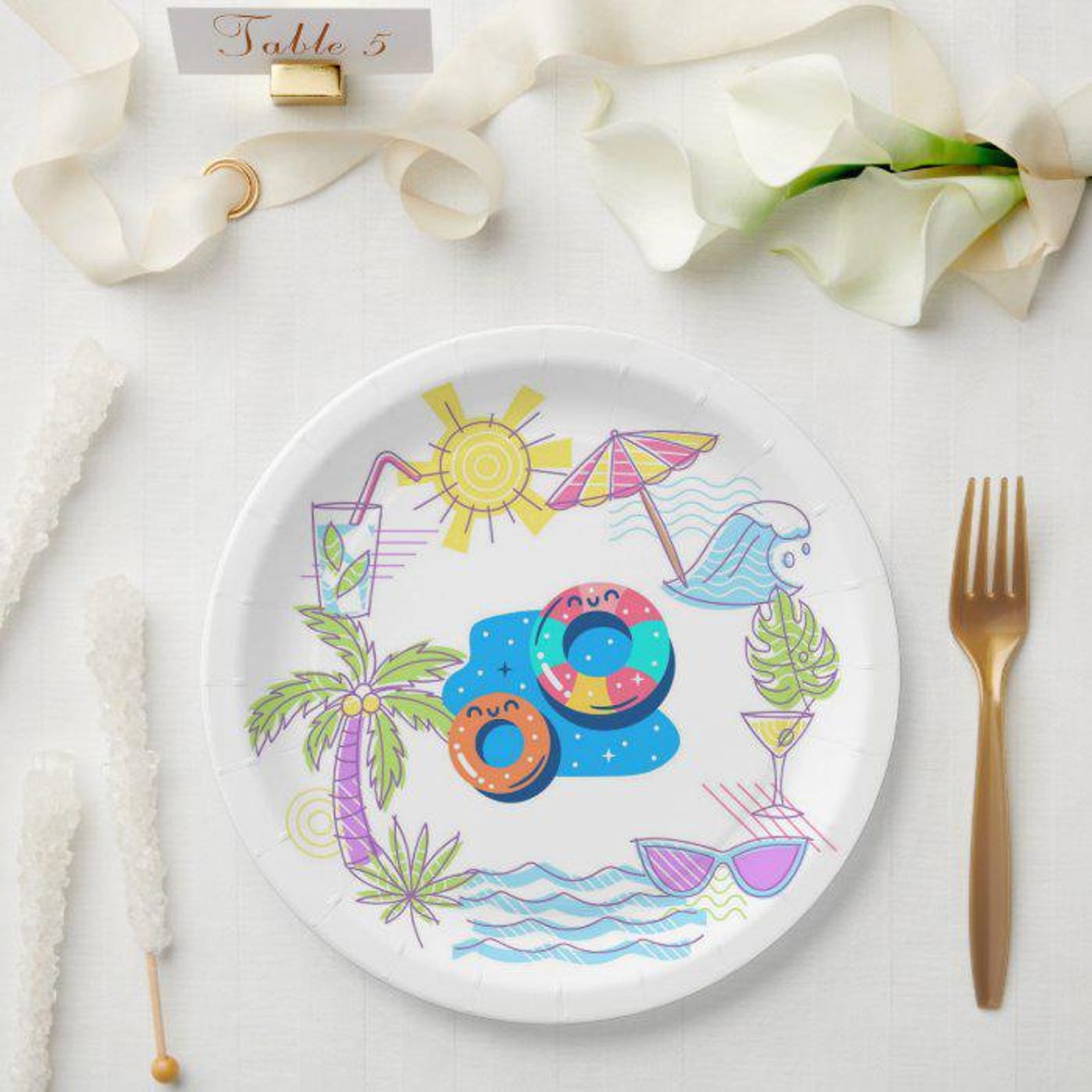 Summer Pool Party Paper Plates: Biodegradable, Custom Beach Theme - Etsy