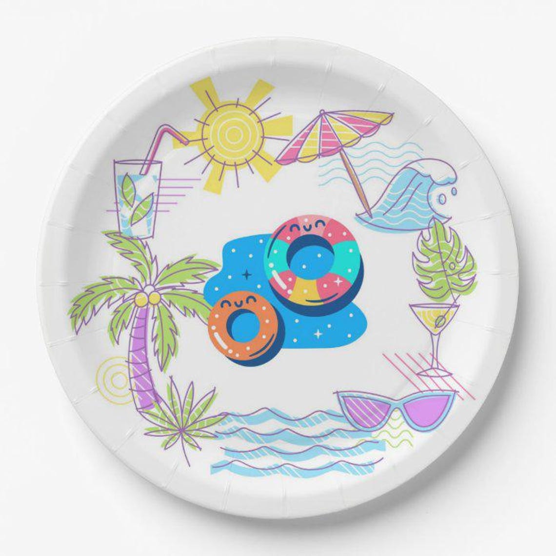Summer Pool Party Paper Plates: Biodegradable, Custom Beach Theme - Etsy