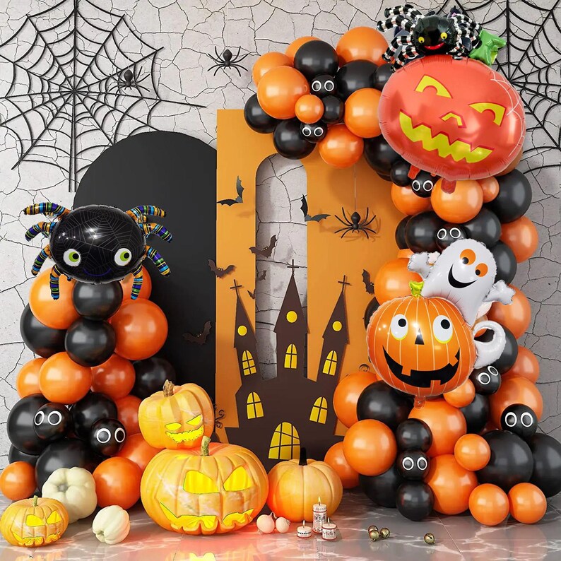 Halloween Balloon Garland Arch Kit Bat & Pumpkin Themed Party Décor ...