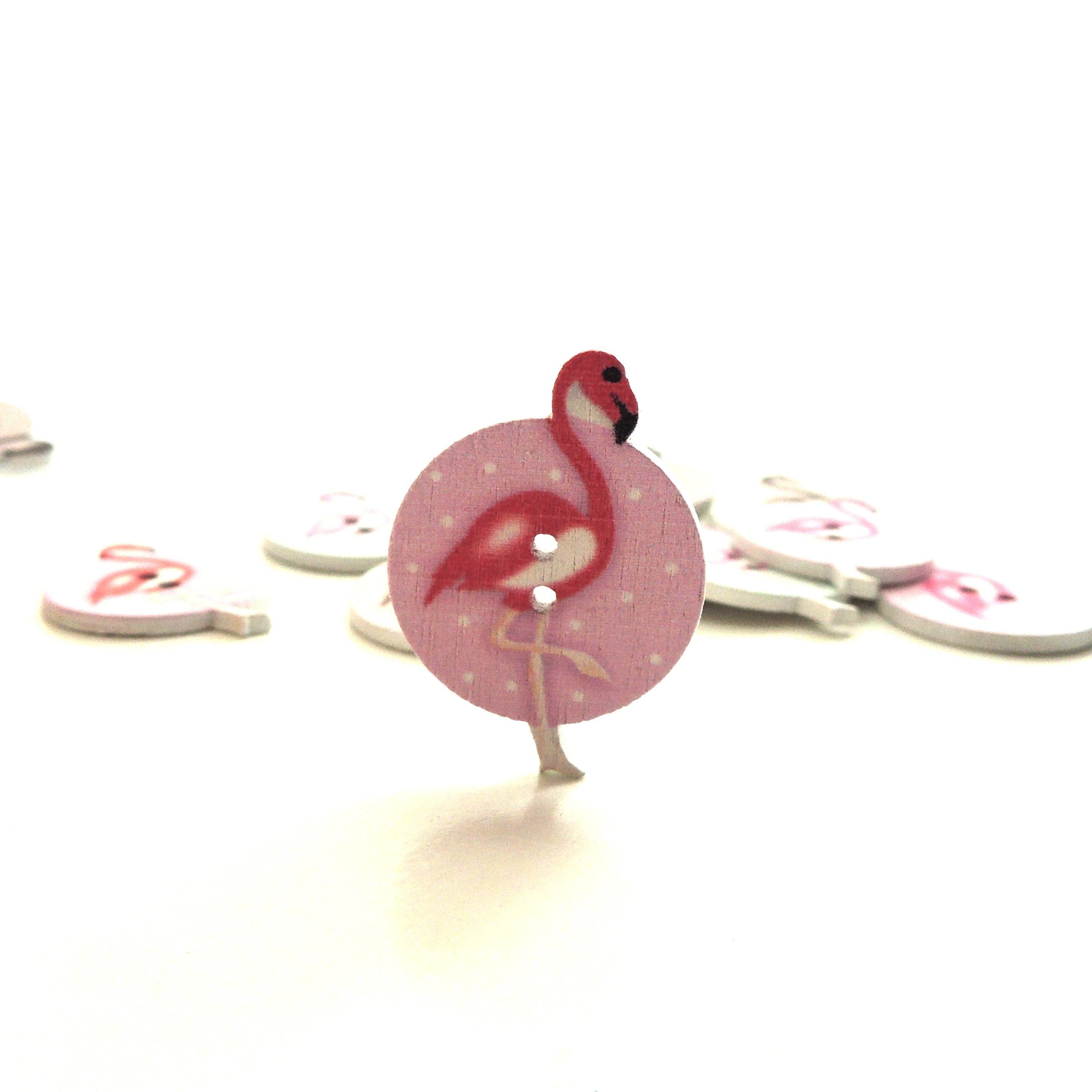Wood Flamingo Buttons // Pink Bird Chipboard Embellishments - Etsy