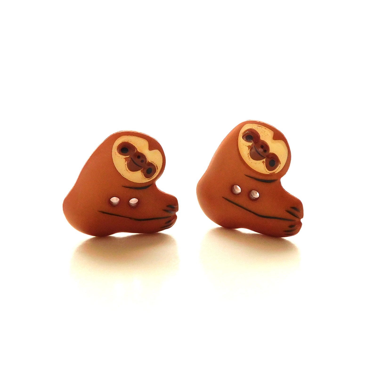 Sloth Buttons by Dill / Slow Animal Sew Through Embellishments - Etsy