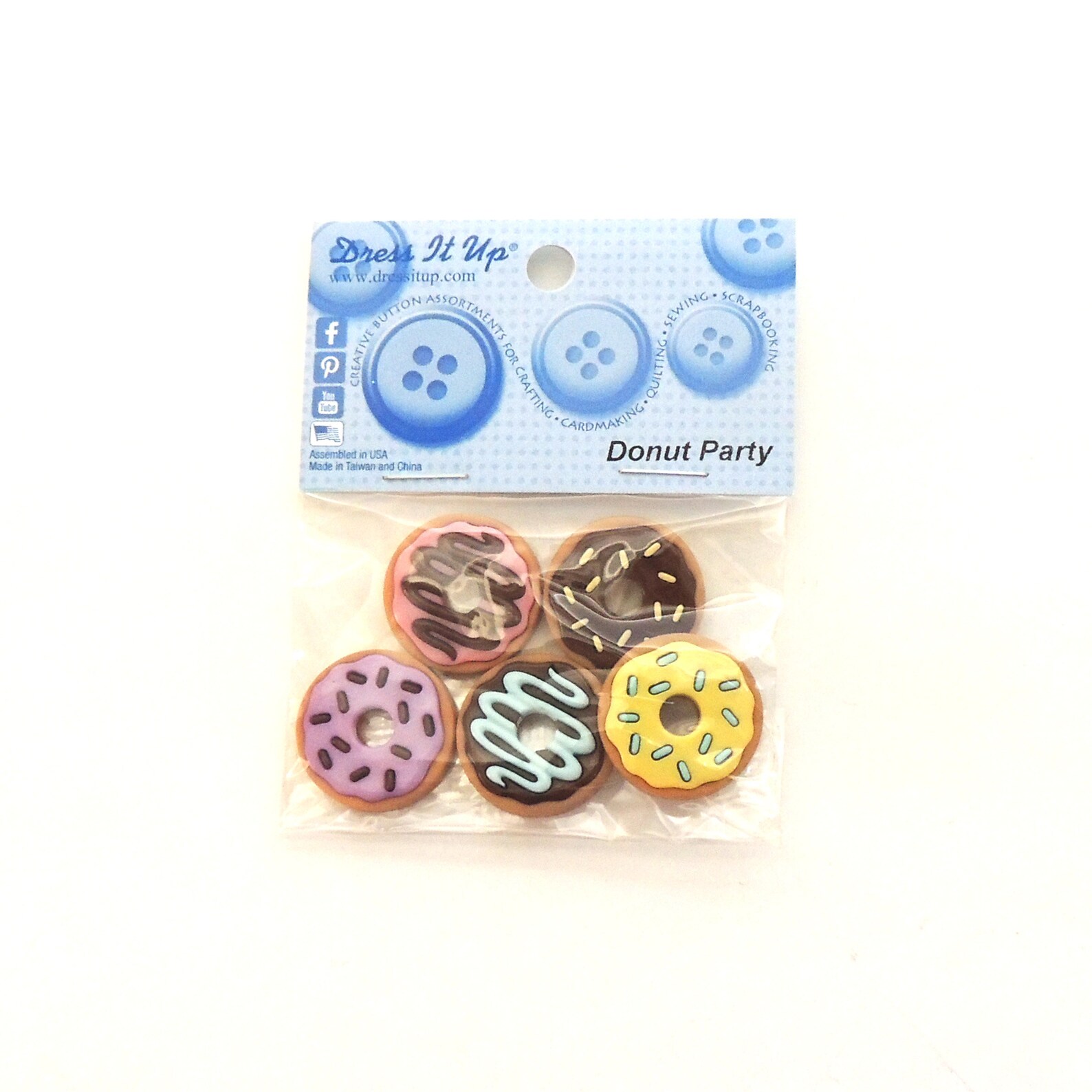 Donut Party Buttons by Dress It Up // Sparkly Sweet Treat Flat | Etsy