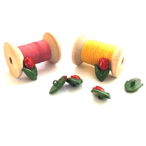 Red Tulip Buttons by Buttons Galore // Flower Novelty Buttons | Etsy