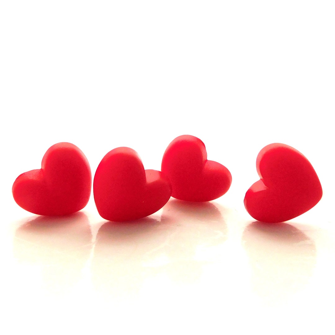 Small Red Matte Heart Flat Back Embellishments / Love Flatback Resin ...