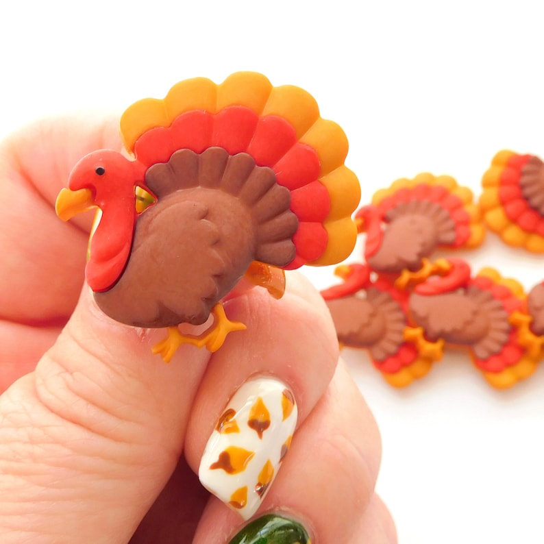 Turkey Buttons by Shelly's Buttons / Thanksgiving Bird Embellishments ...