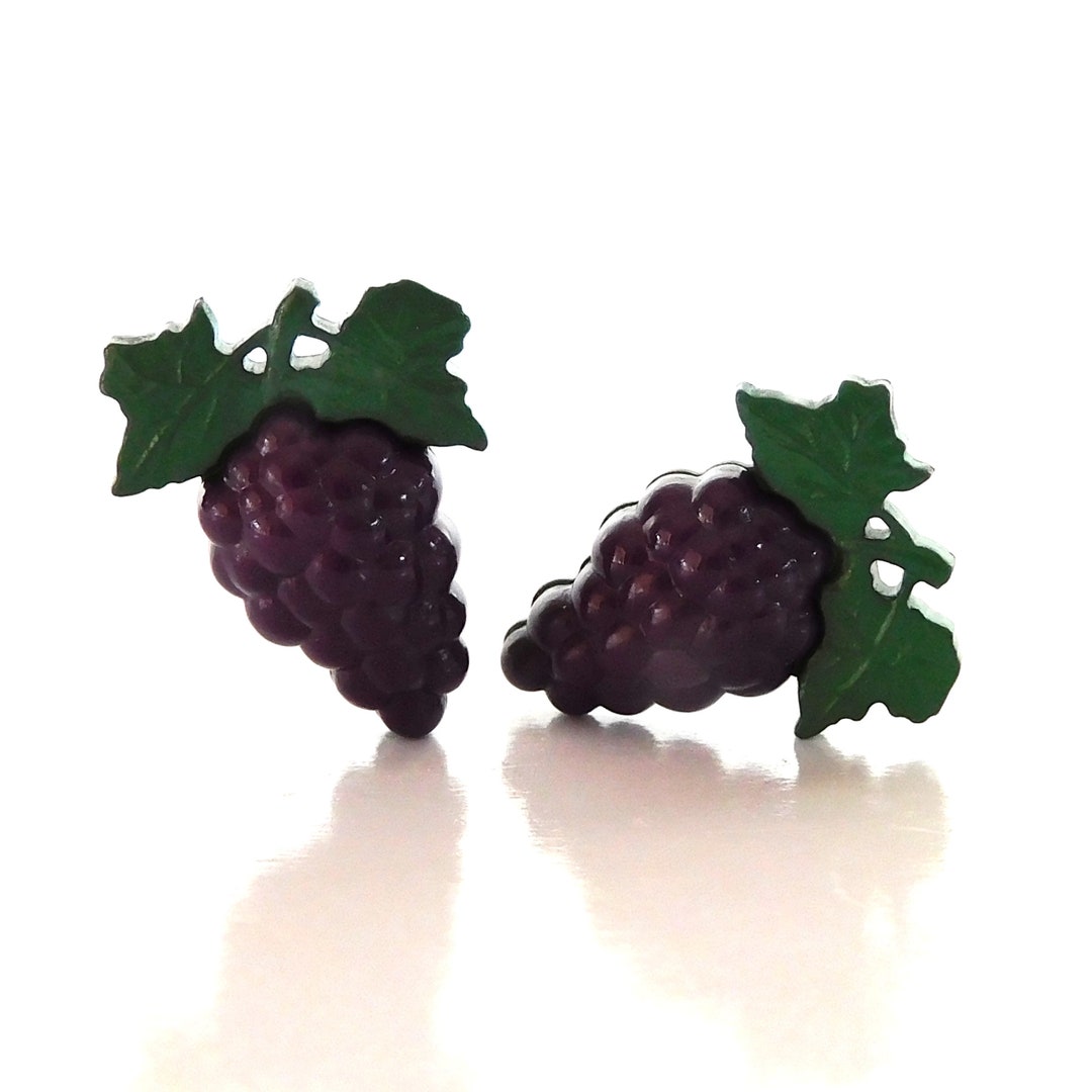 Grape Buttons by Dill / Fruit Embellishments - Set of TWO - Etsy