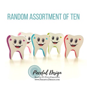 Wood Tooth Buttons // Random Set of TEN Dental Teeth Embellishments - Etsy