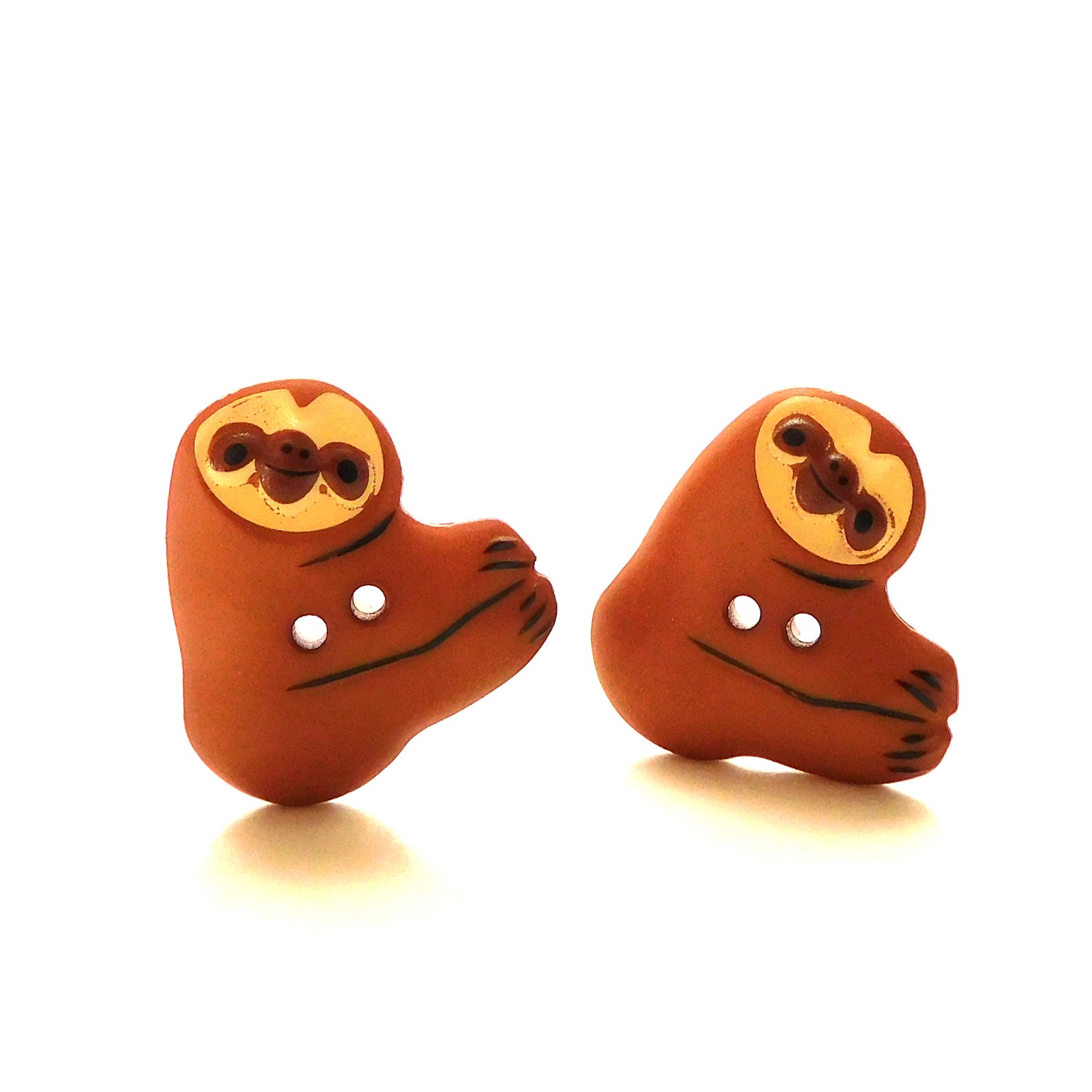 Sloth Buttons by Dill / Slow Animal Sew Through Embellishments - Etsy