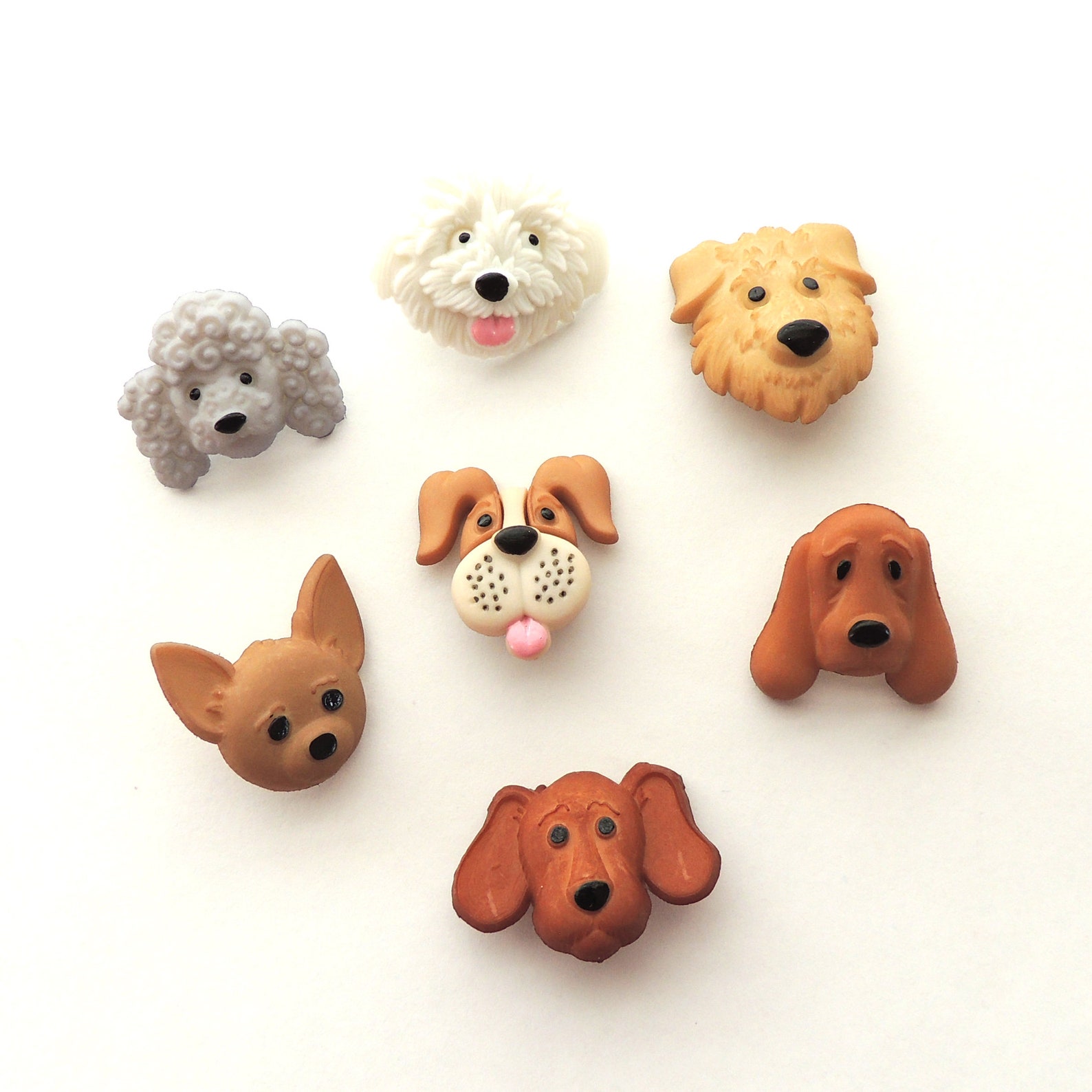 Fuzzy Faces Dog Head Buttons Dress It up / Jesse James Novelty | Etsy