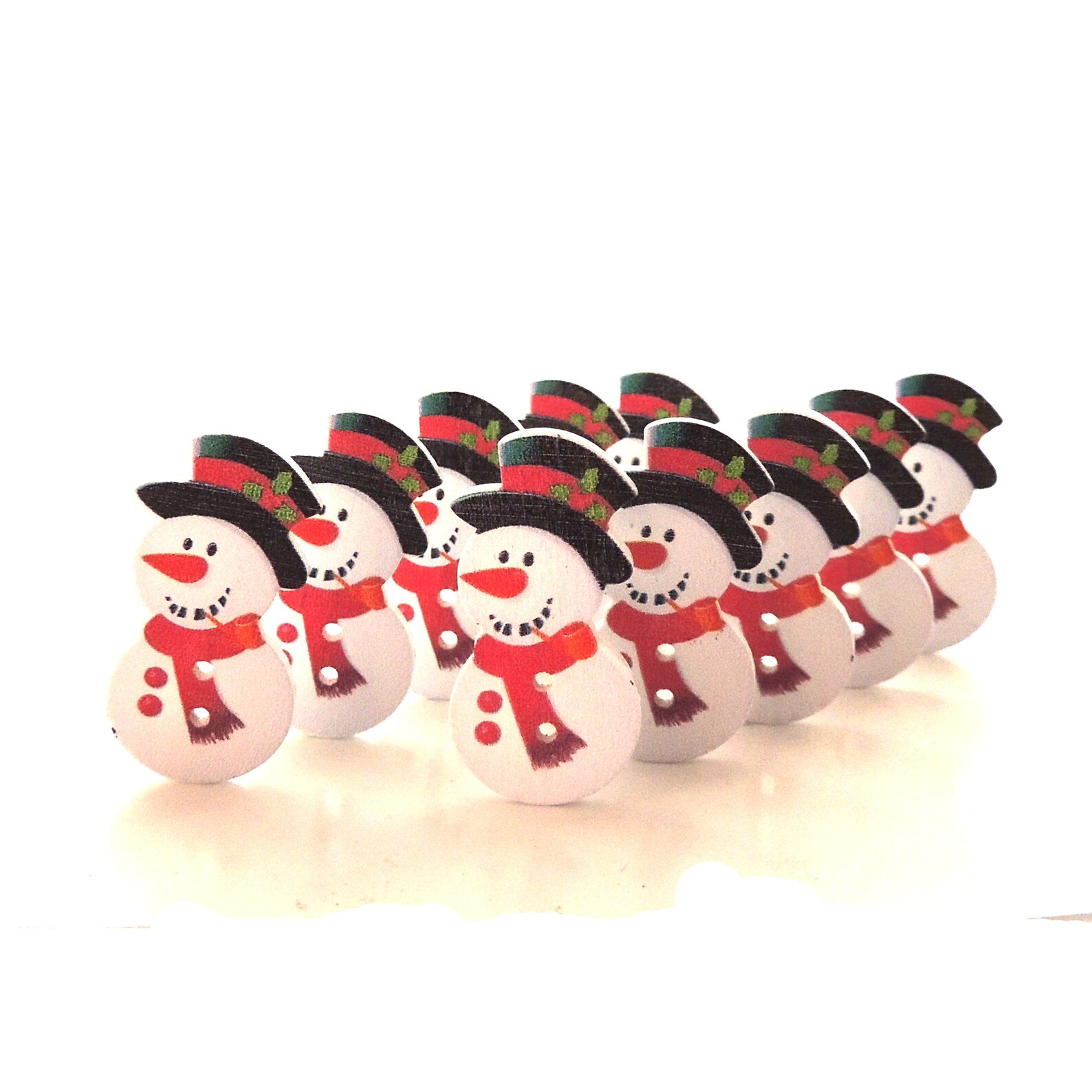 Wood Snowman Buttons // Novelty Winter Christmas Chipboard ...