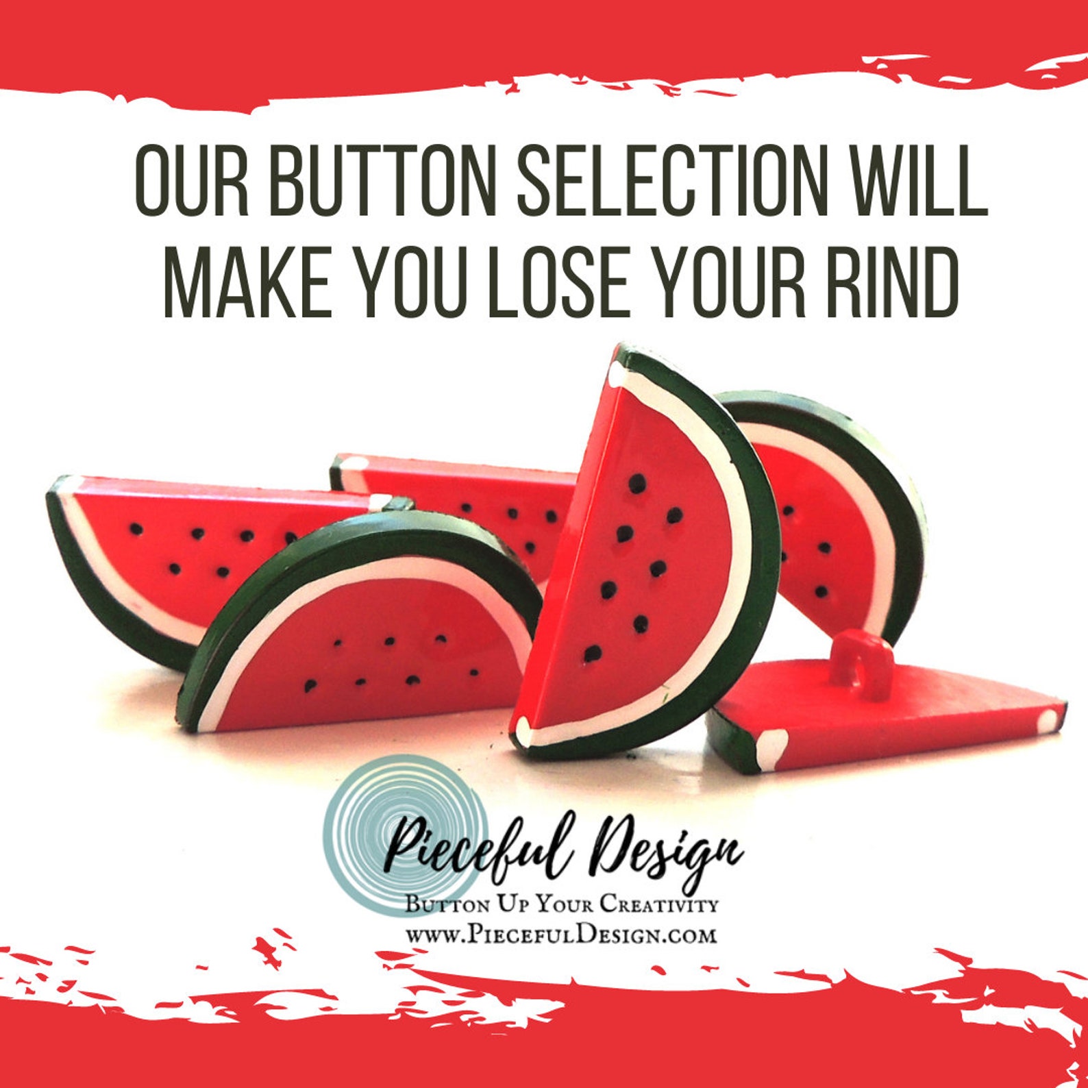 Watermelon Buttons by Buttons Galore / Novelty Sewing Scrapbooking ...