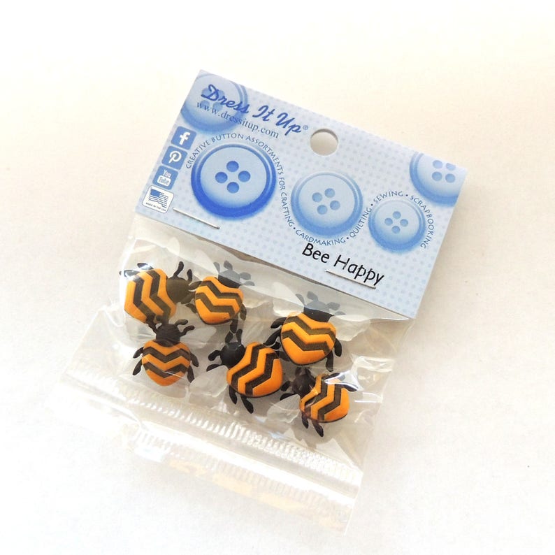 Bee Buttons by Dress It up // Novelty Sewing Scrapbooking Flying Insect ...