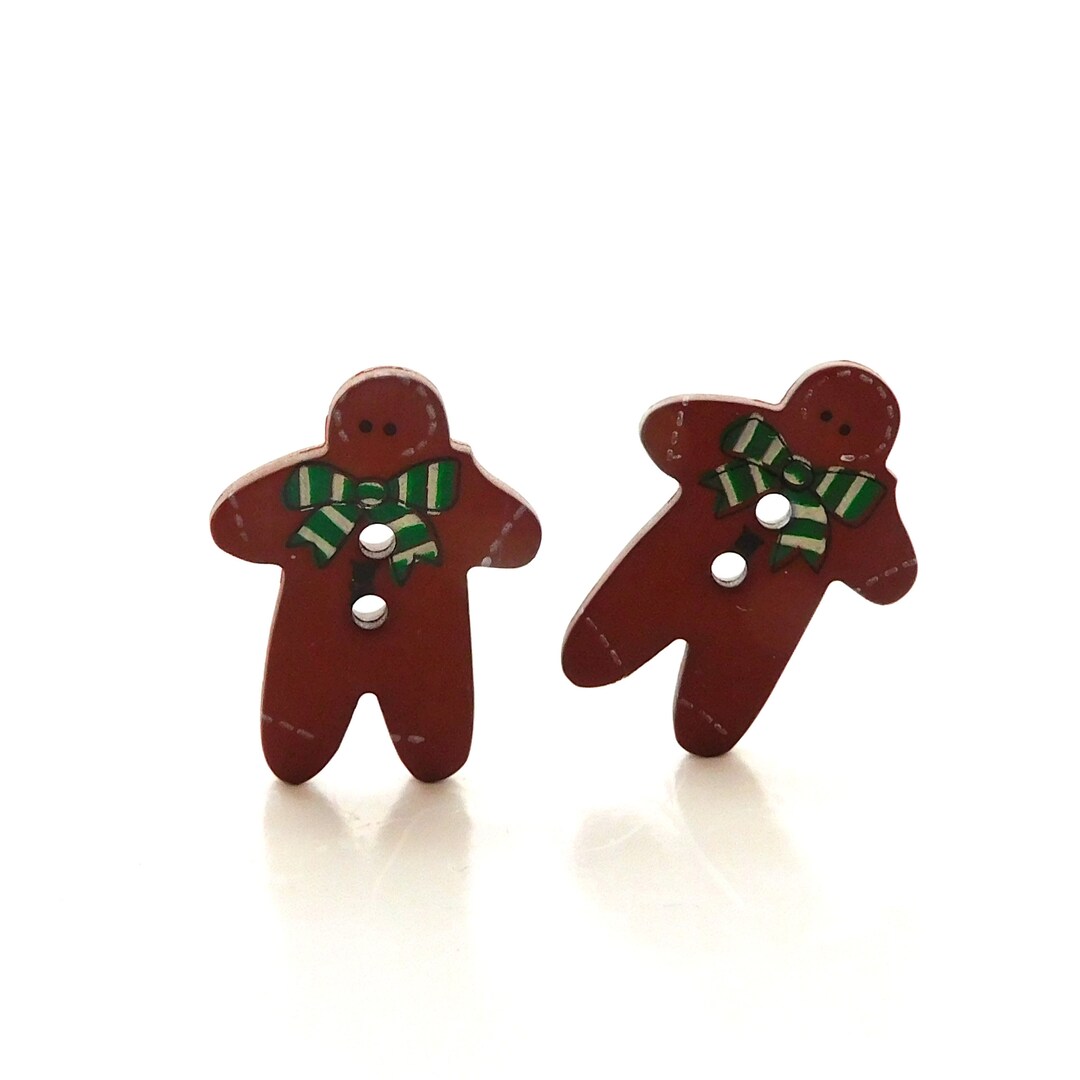 Gingerbread Man With Scarf Buttons / Christmas Cookie Embellishments ...