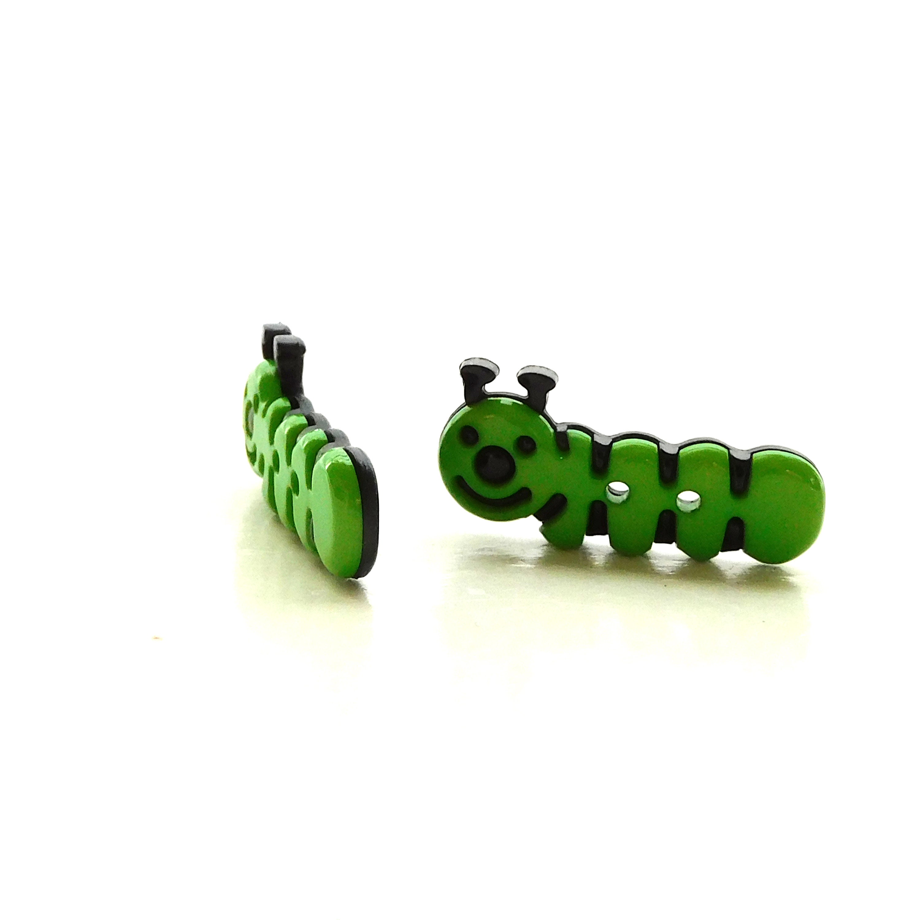 Caterpillar Buttons by Dill / Worm Insect Sew Through Embellishments ...