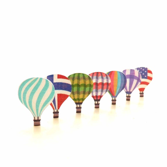 Wood Hot Air Balloon Embellishments // Random Set of TEN Flat - Etsy