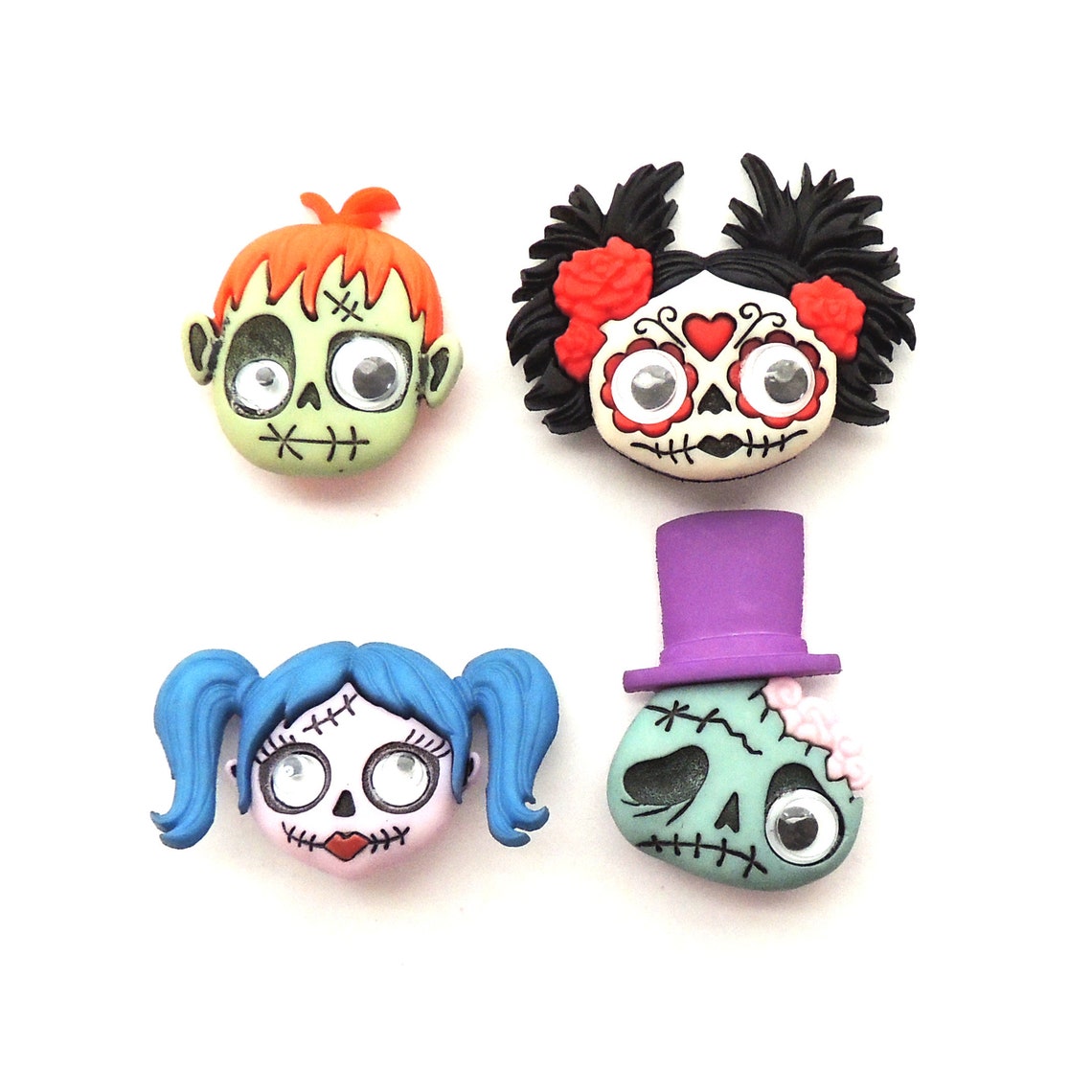 Zany Zombie Buttons by Dress It Up / Novelty Halloween Hair | Etsy