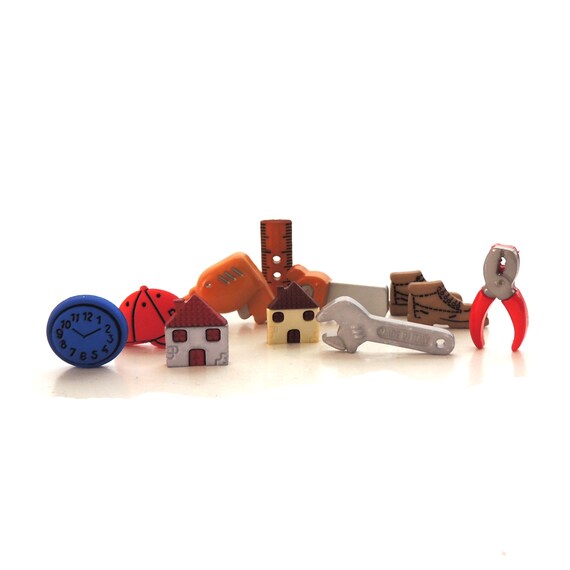 Handyman Buttons by Buttons Galore // Novelty Tools | Etsy