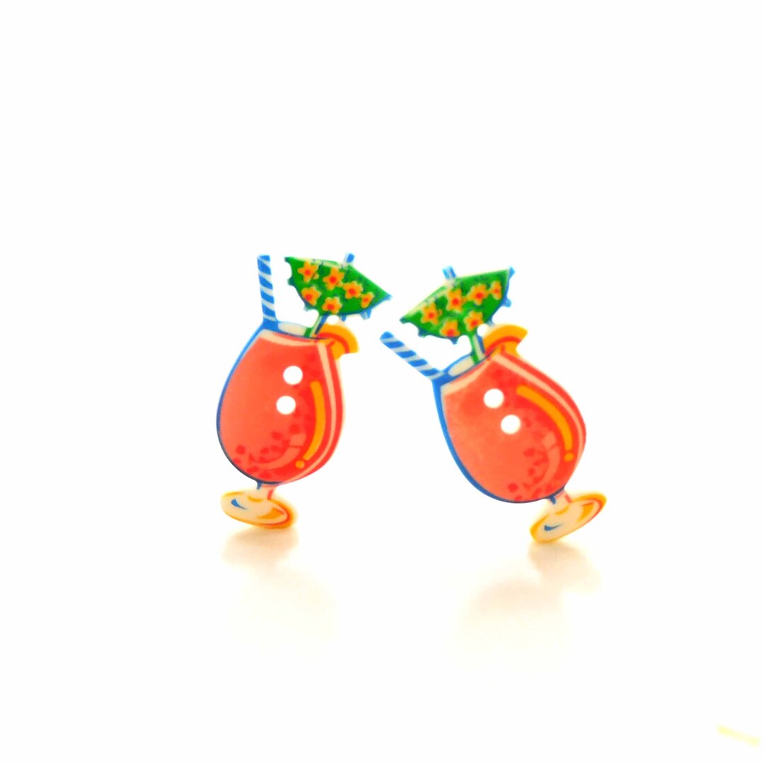 Tropical Drink Buttons by Dill / Bar Food Embellishments - Set of TWO ...
