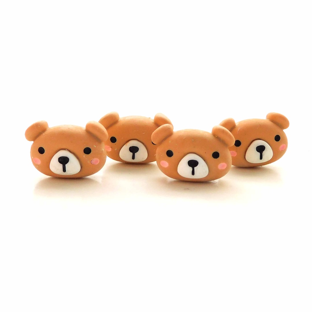 Bear Face Flat Back Embellishments / Animal Flat Back Cabochons Set of ...
