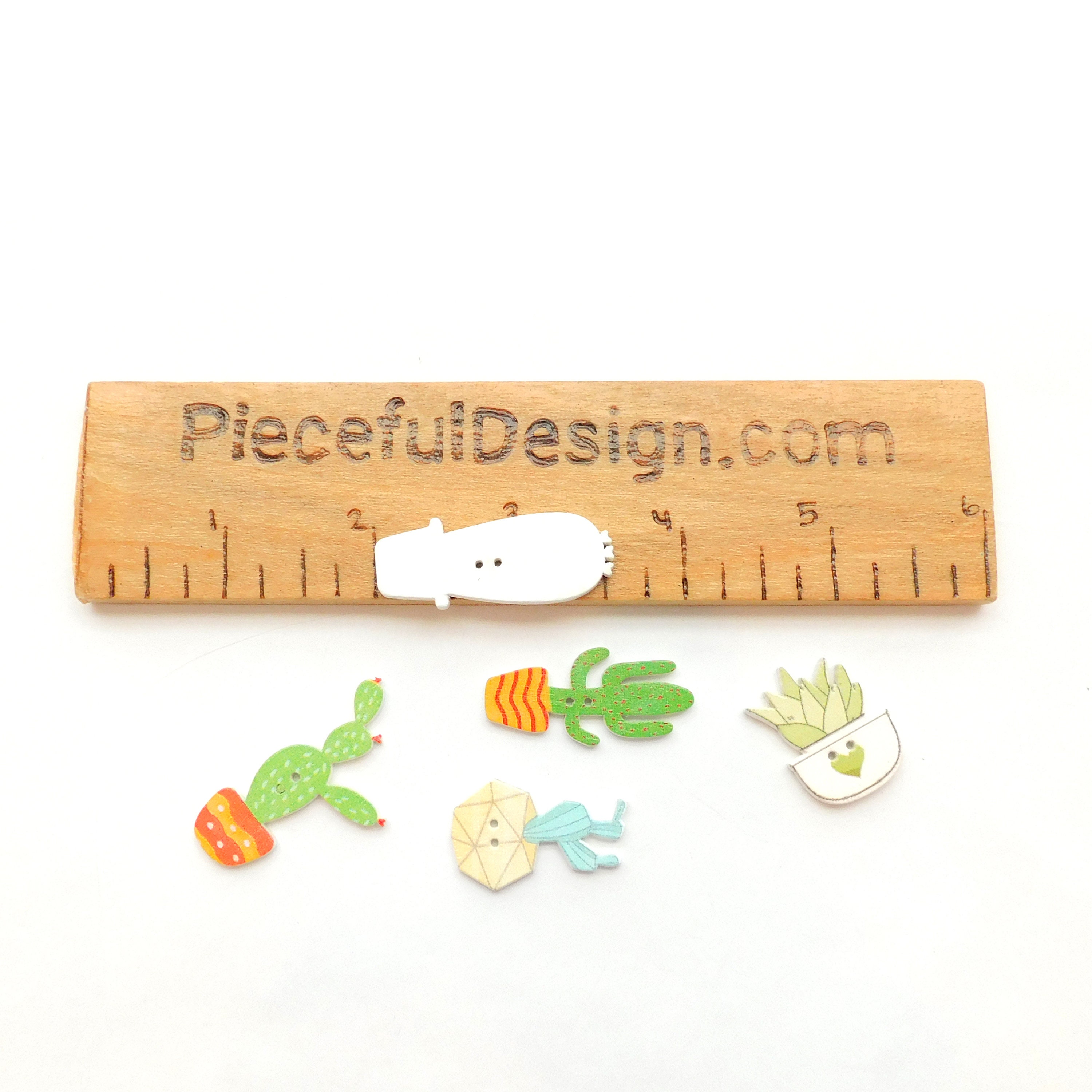 Wood Succulent Buttons // Cactus Plant Chipboard - Etsy