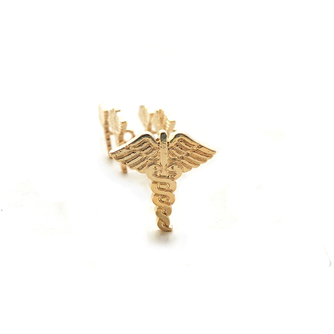 Gold Caduceus Buttons: Medical Symbol Embellishments - Set of 6 or 12 ...