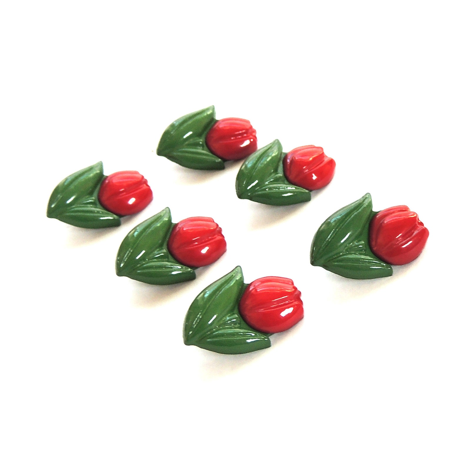 Red Tulip Buttons by Buttons Galore // Flower Novelty Buttons | Etsy