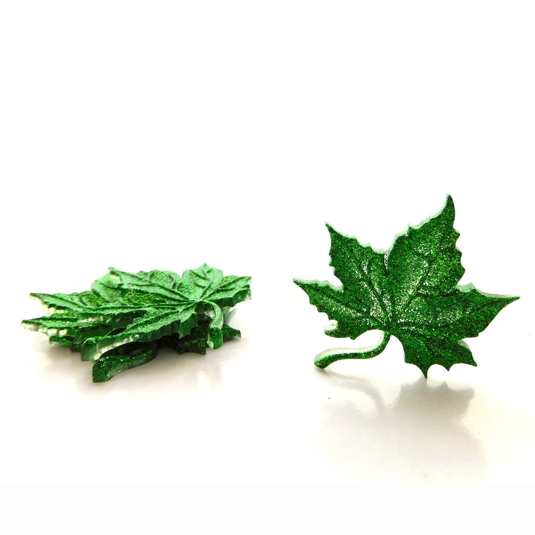 Large Green Glitter Leaf Flat Back Embellishments / Tree Craft ...