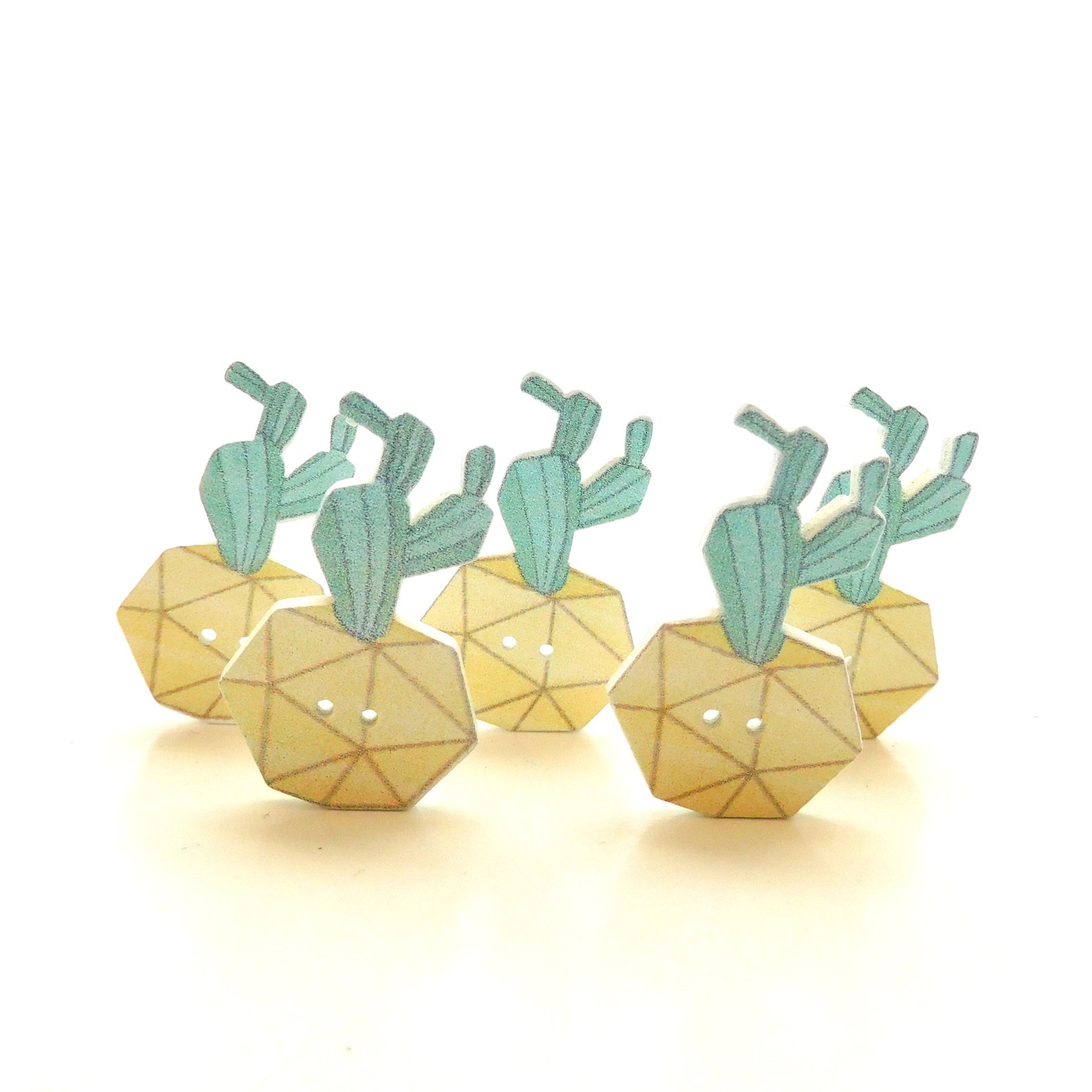 Wood Succulent Buttons // Cactus Plant Chipboard - Etsy