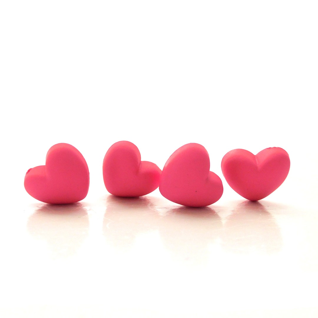 Small Pink Matte Heart Flat Back Embellishments / Love Flatback Resin ...