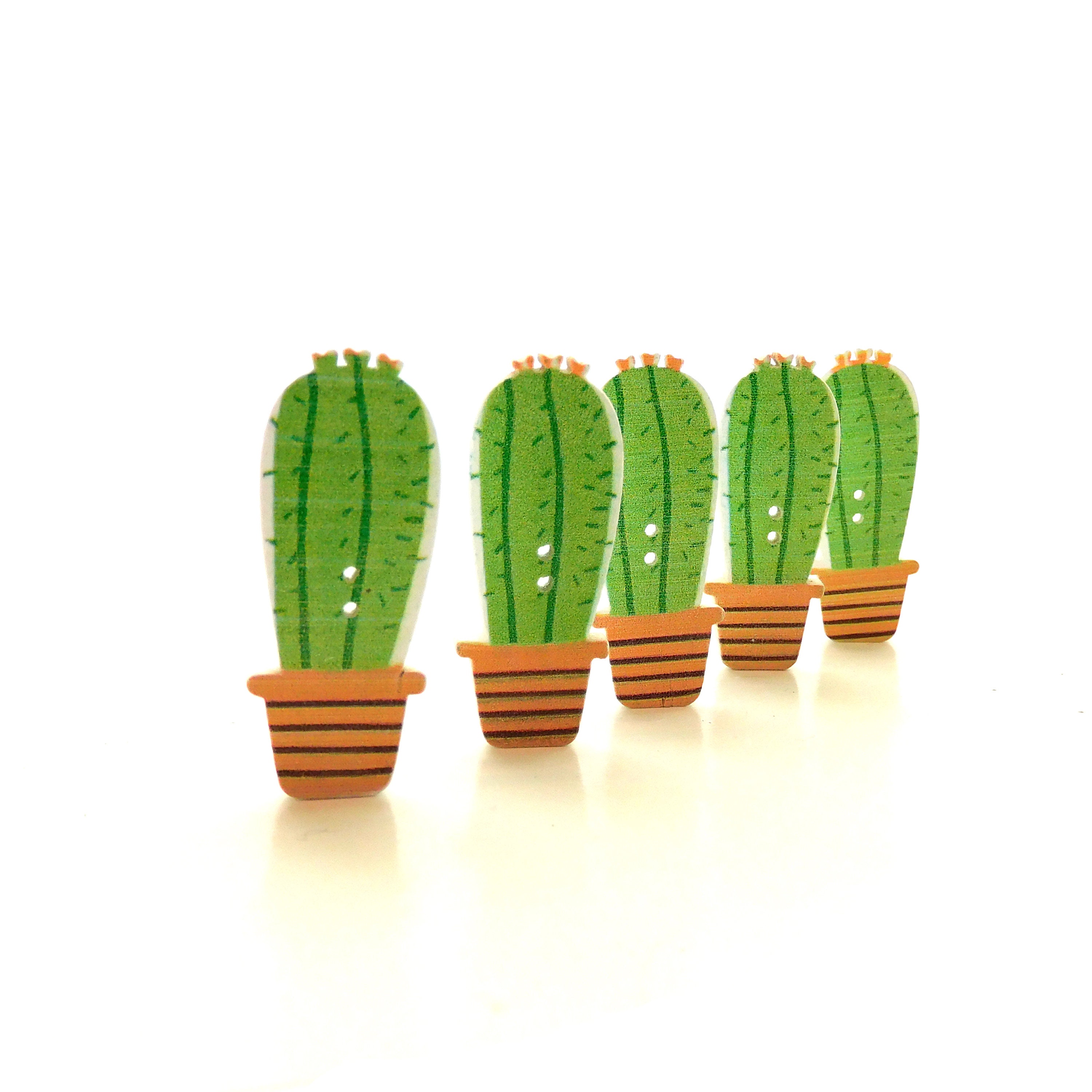 Wood Succulent Buttons // Cactus Plant Chipboard - Etsy