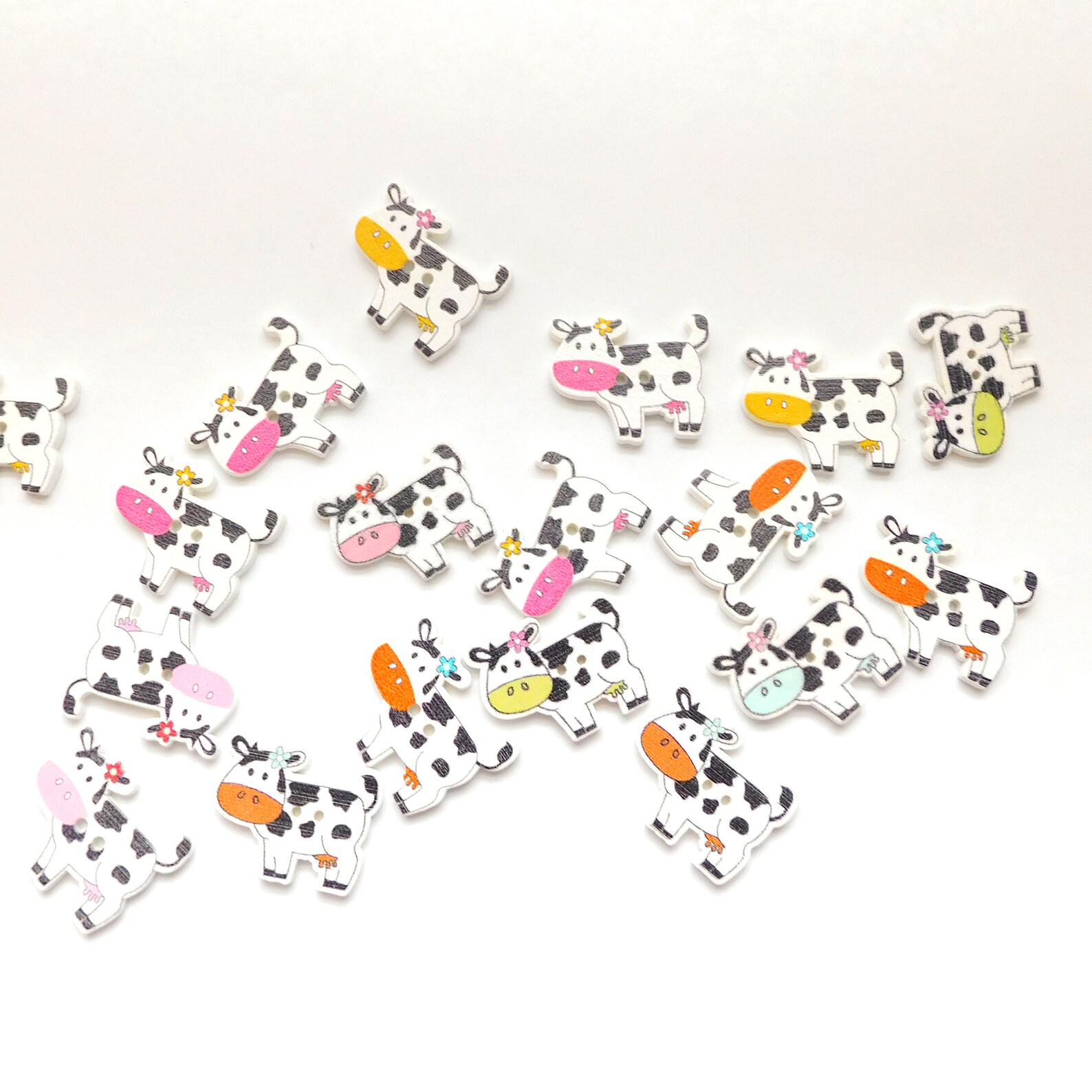 Wood Cow Buttons // Random Set of TEN Wood Animal - Etsy