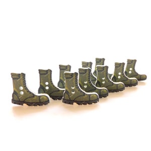 Wood Combat Boot Buttons // Military Shoe Embellishments Set of TEN - Etsy