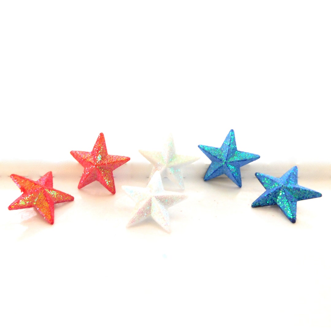 Glitter Star Buttons: Patriotic Embellishments - Set of SIX - Etsy