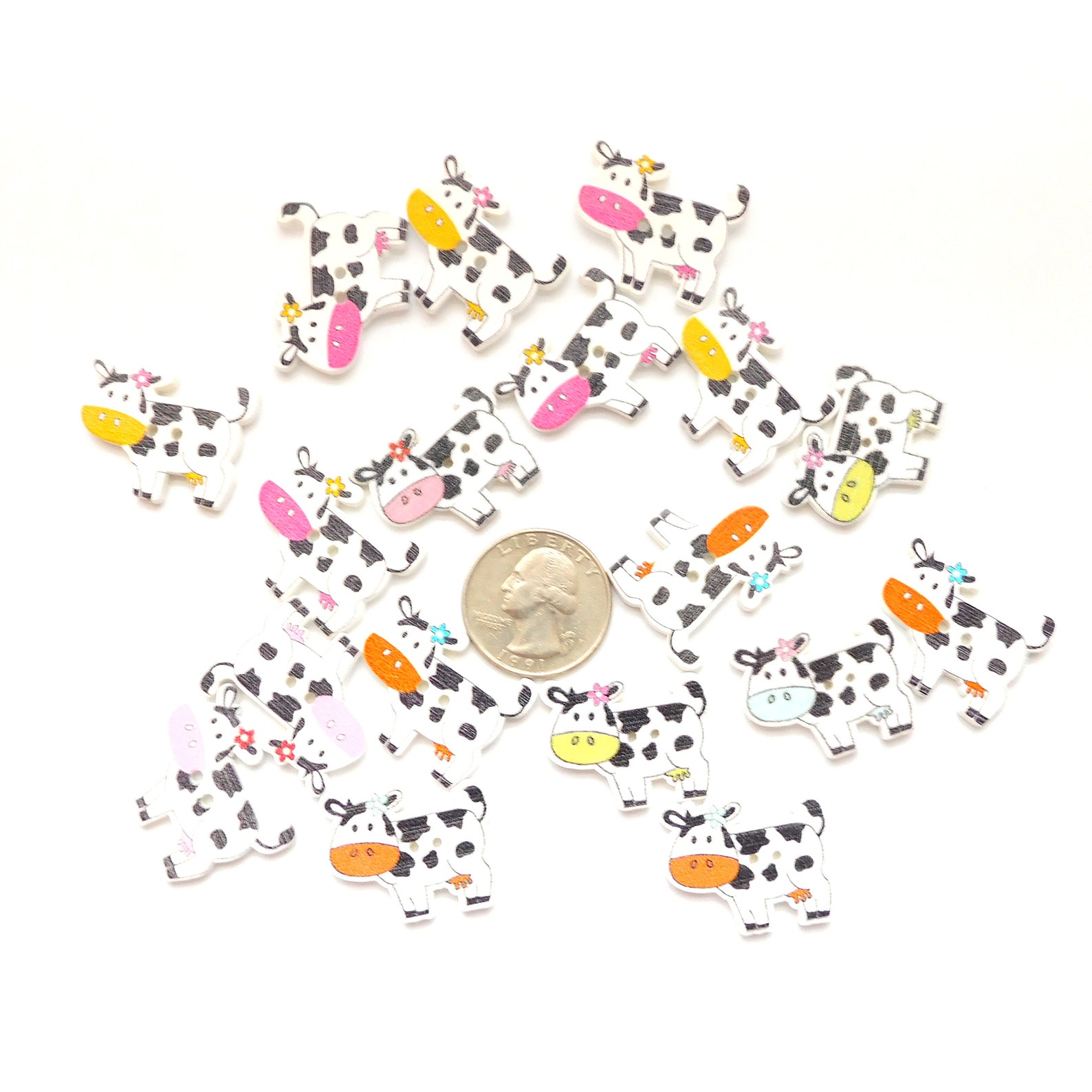 Wood Cow Buttons // Random Set of TEN Wood Animal - Etsy