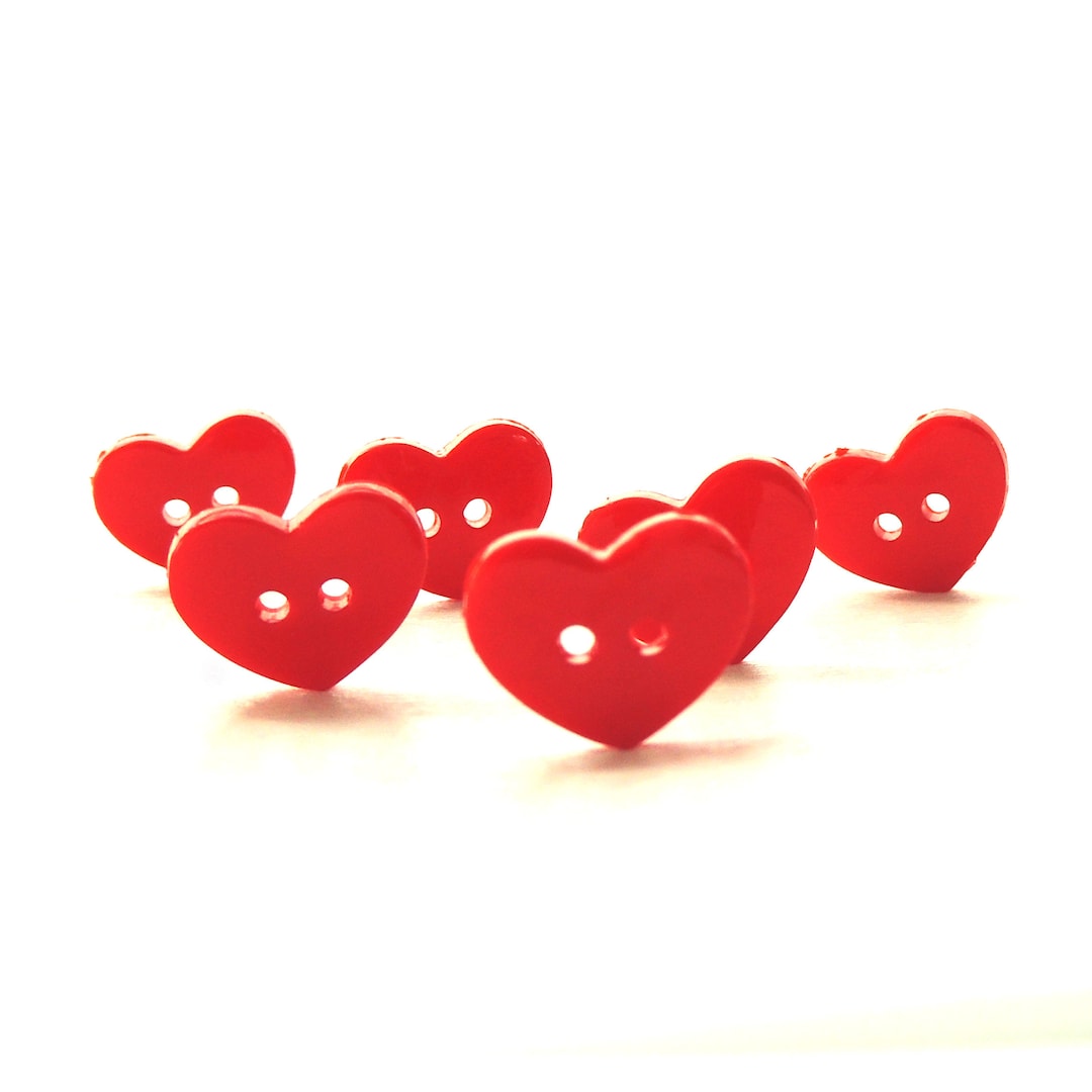 Red Heart Buttons Buttons Galore / Valentine's Day Novelty Buttons ...