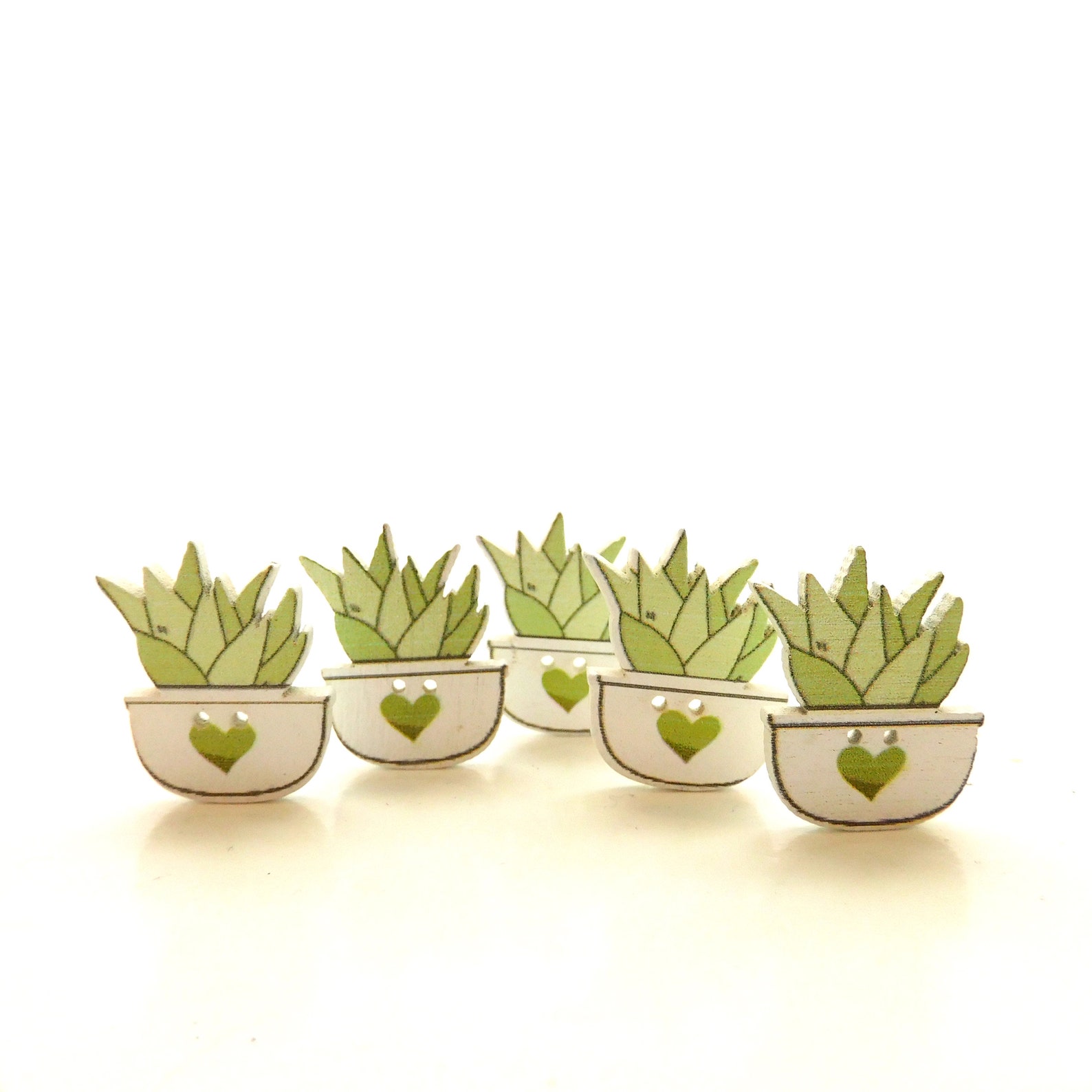 Wood Succulent Buttons // Cactus Plant Chipboard - Etsy