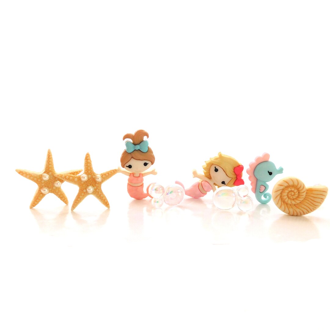 Mermaid Kisses Buttons: Ocean Creature Embellishments by Dress It Up - Etsy