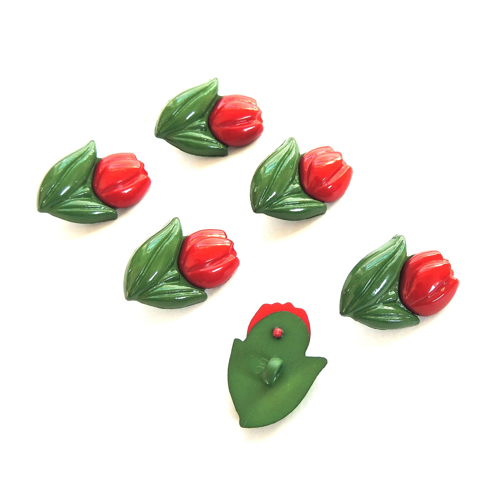 Red Tulip Buttons by Buttons Galore // Flower Novelty Buttons | Etsy