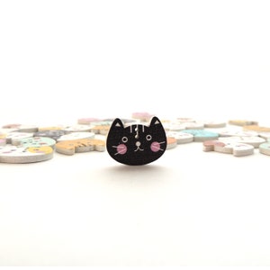 Kawaii Wood Cat Face Buttons / Sewing Kids Crafts Novelty Button Feline ...