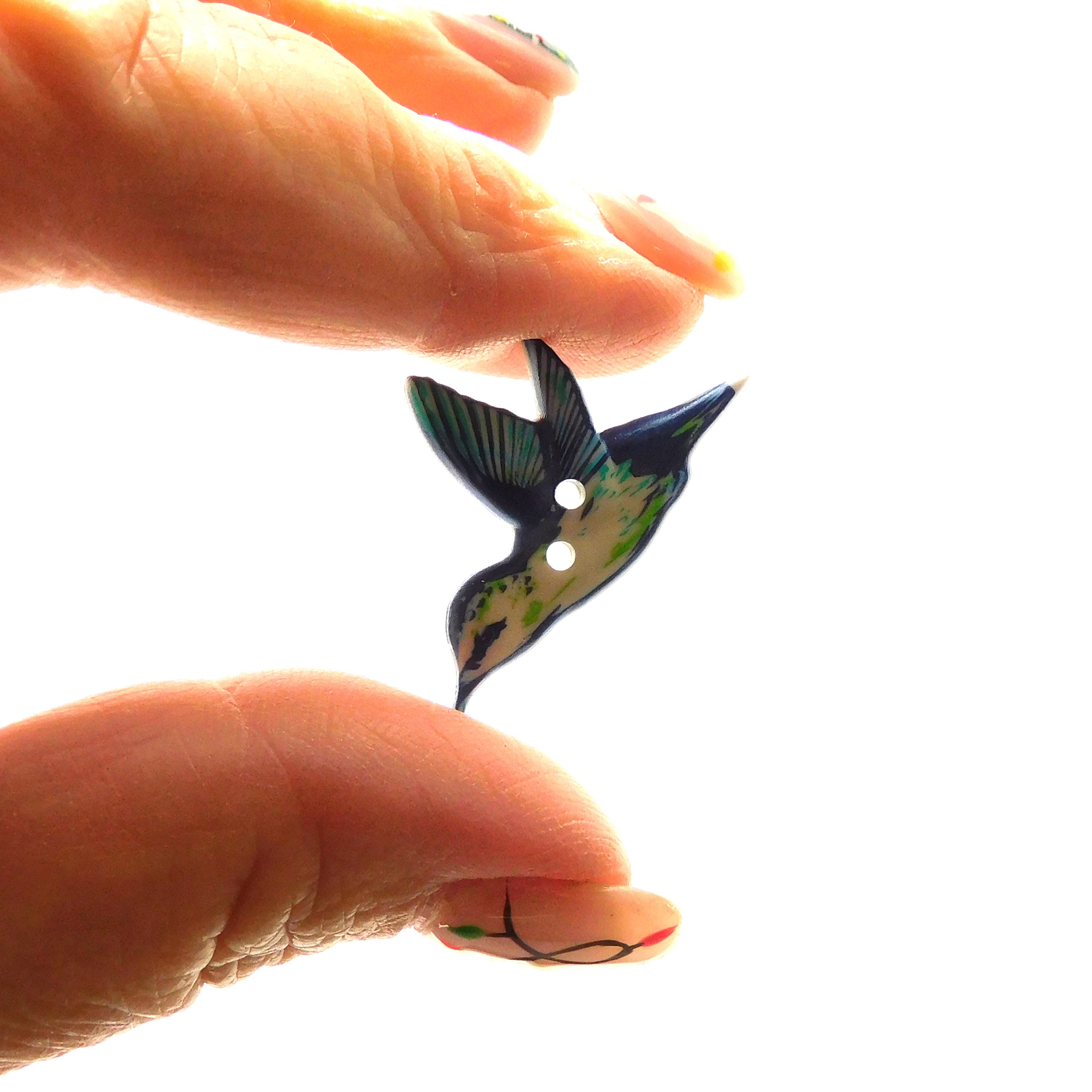 Hummingbird Buttons by Dill / Bird Sew Through Embellishments | Etsy