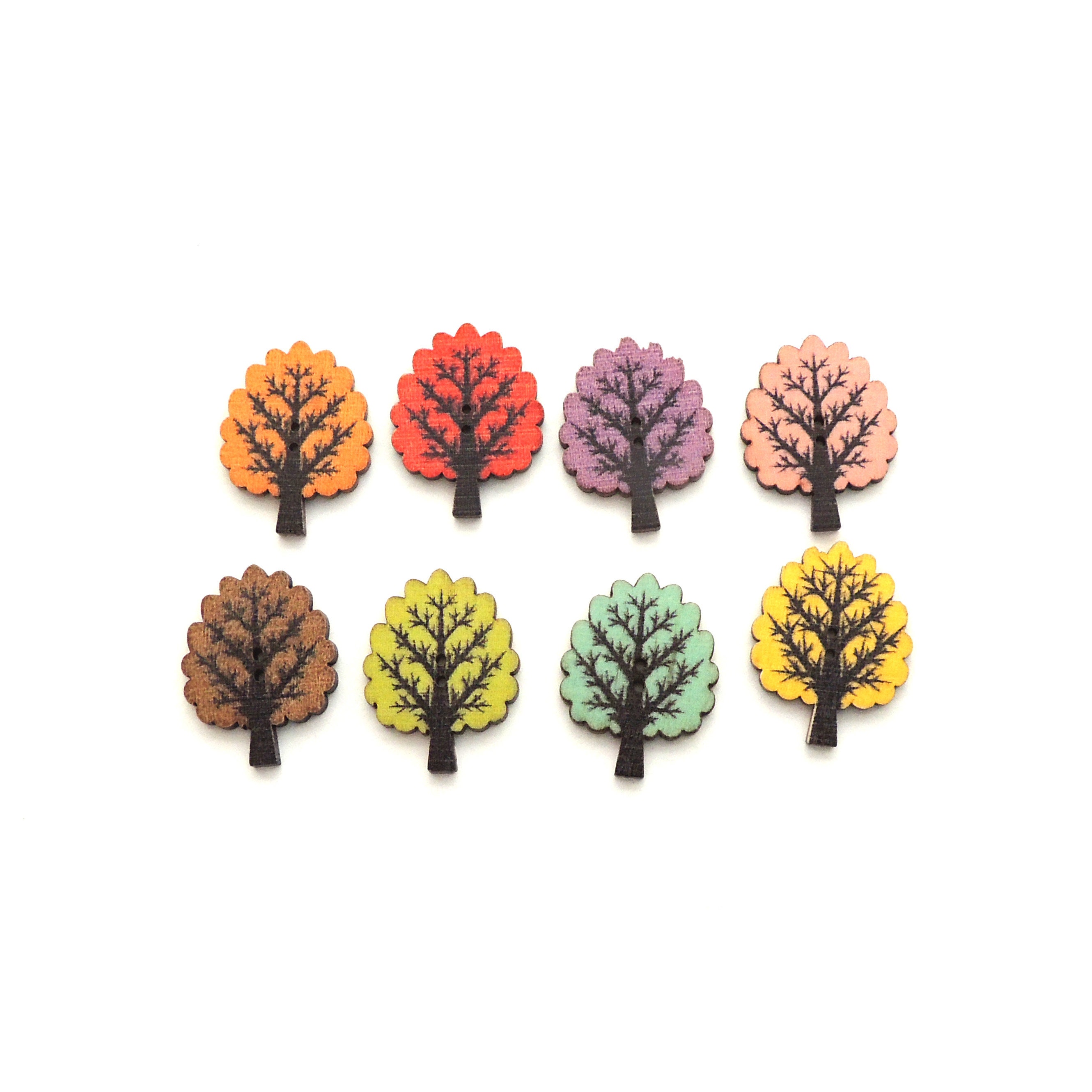 Autumn Wood Trees Buttons // Sewing Scrapbooking Kids Crafts | Etsy
