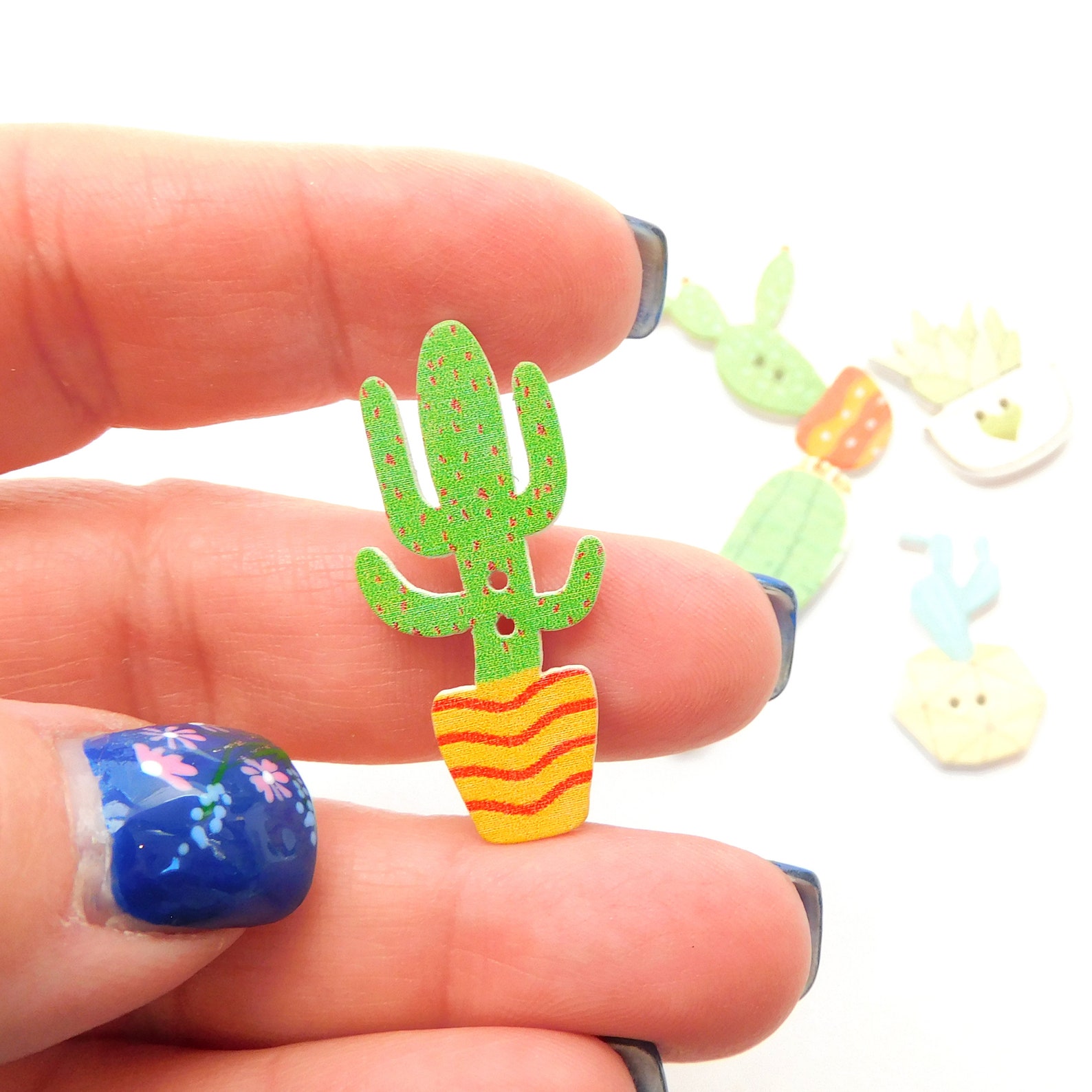 Wood Succulent Buttons // Cactus Plant Chipboard - Etsy